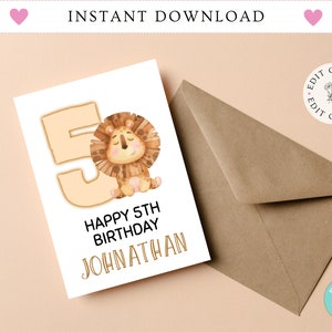 Happy Birthday Card Printable Birthday Card Printable Lion - Etsy