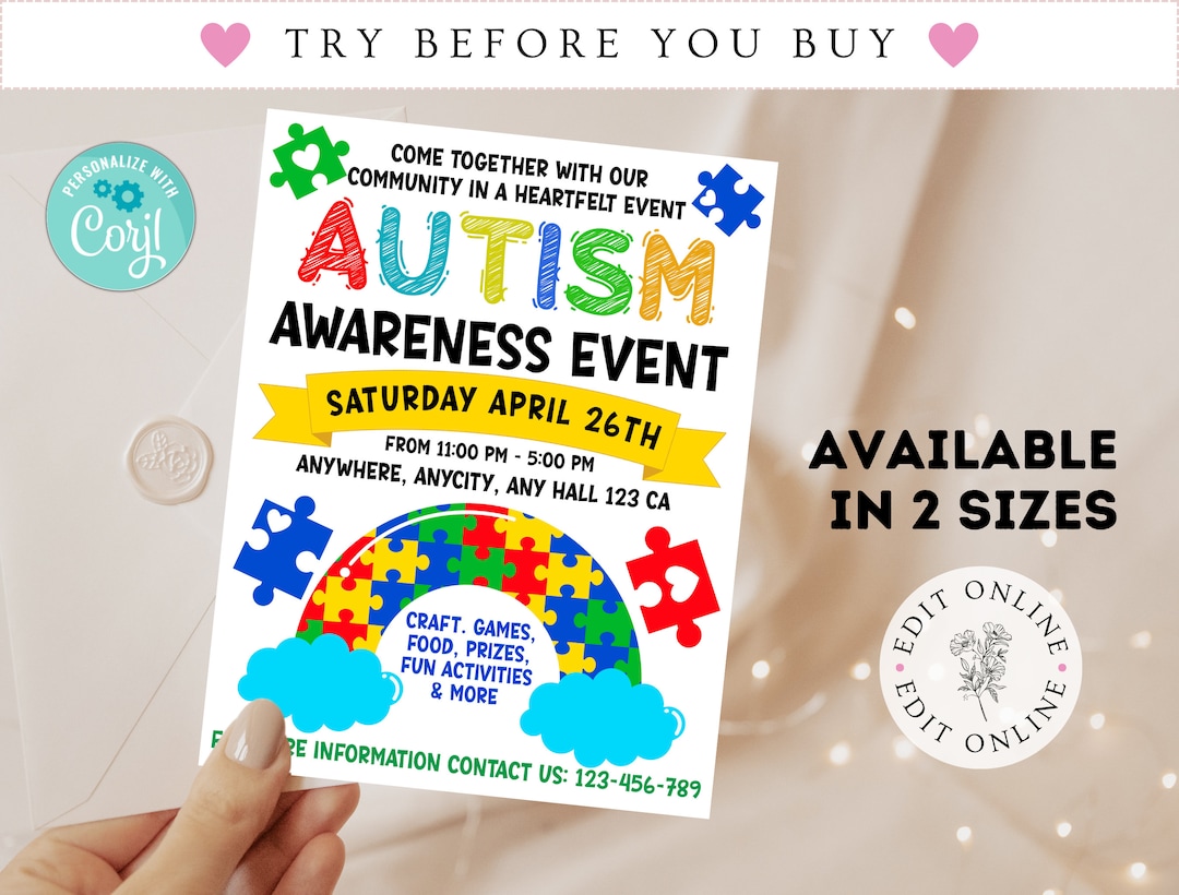 Autism Awareness Event Flyer, Autism Awareness Editable Flyer ...