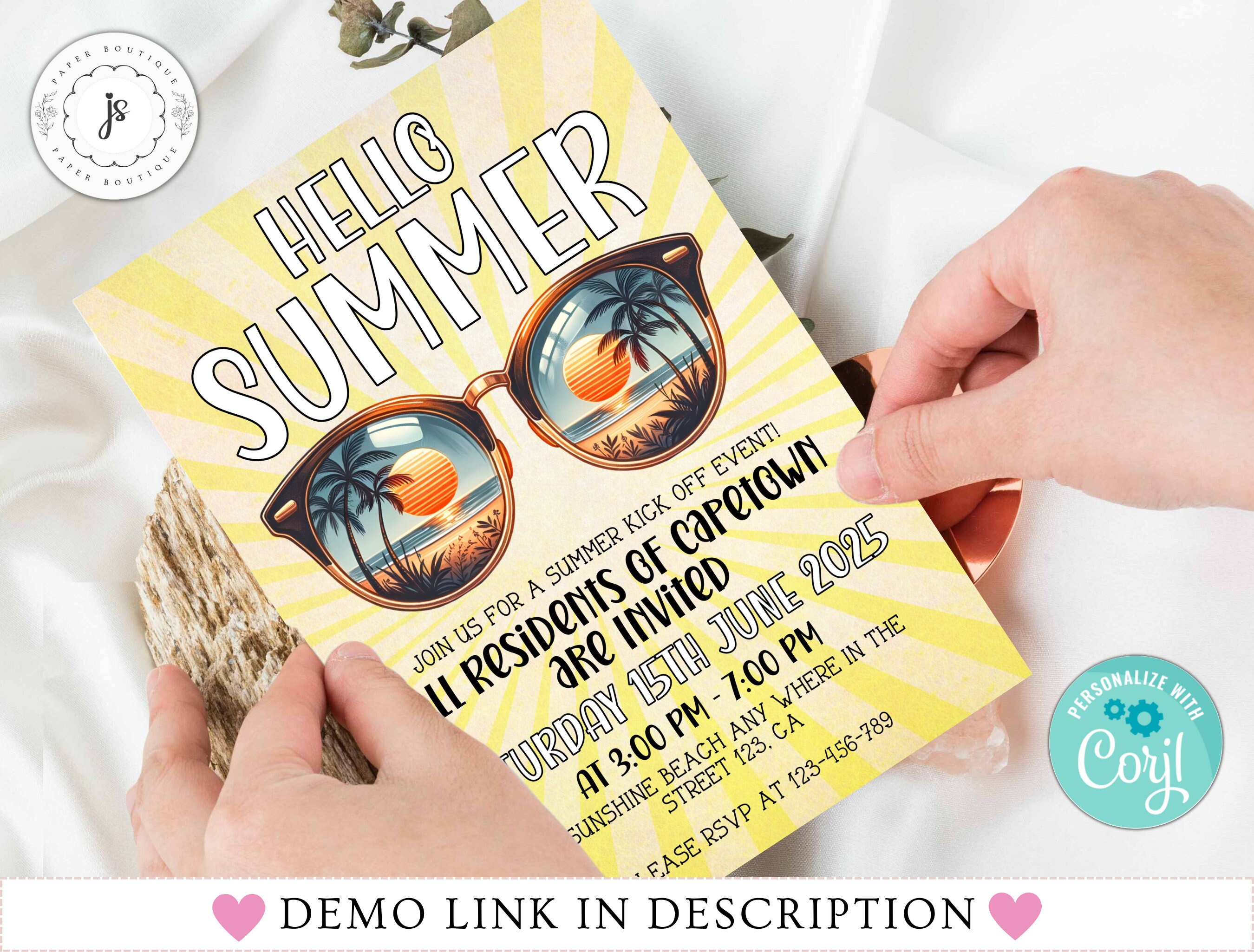 Summer Party Invitation, Hello Summer Party Invitation, Summer Party ...