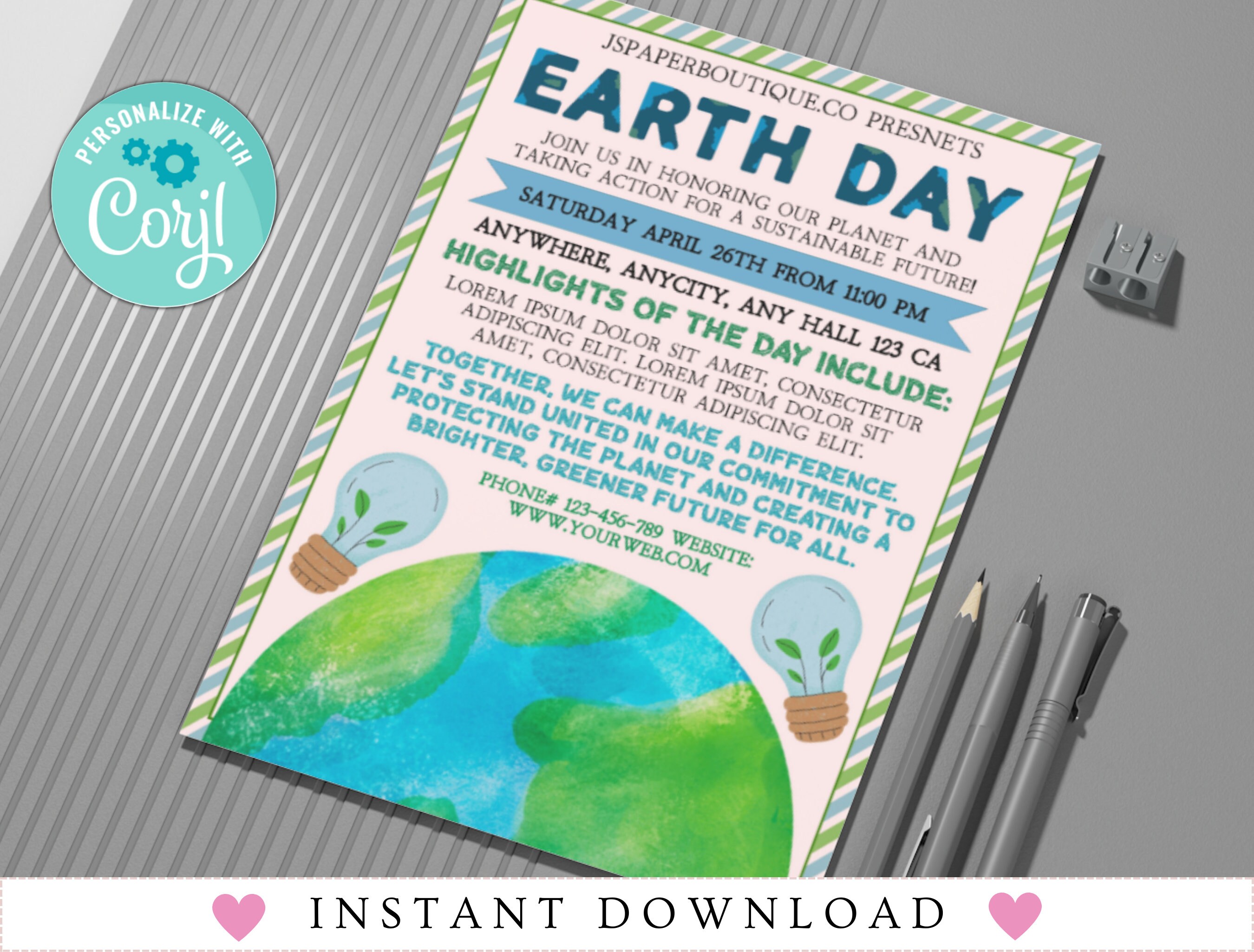 Earth Day Flyer Template, Editable Earth Day Flyer, Earth Day Flyer ...