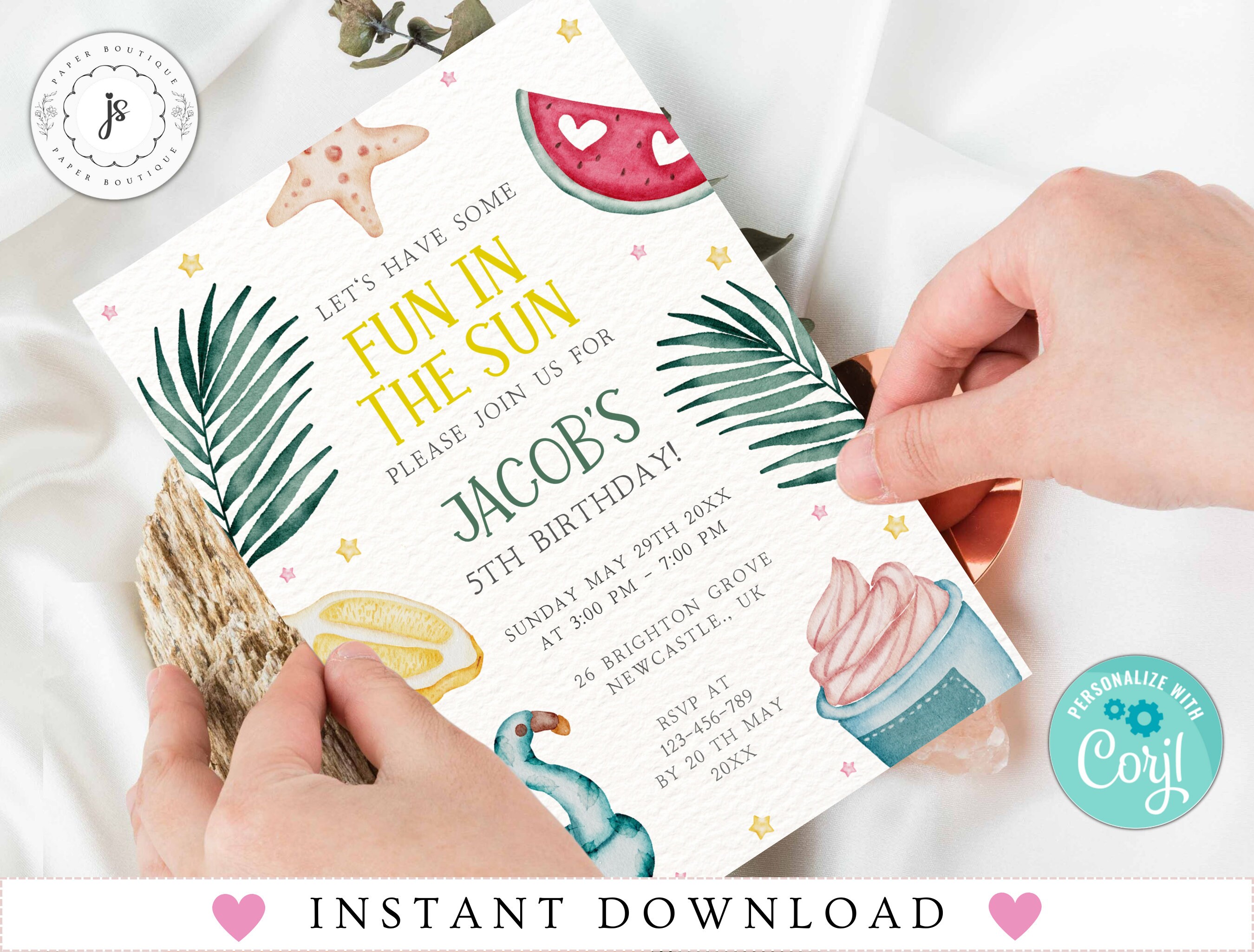 Summer Party Invitation, Editable Summer Party Invitations, Summer Fun ...
