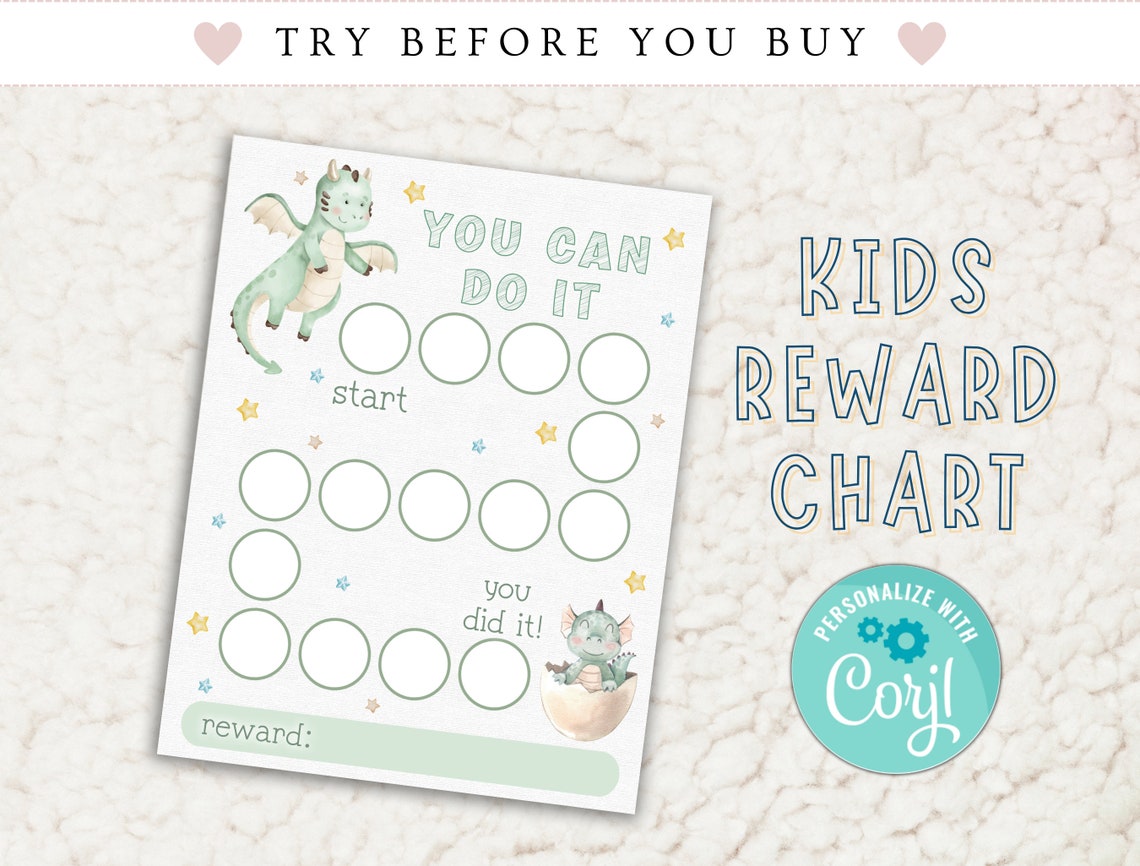 Dragon Reward Chart for Kids Behavior Chart Printable Chore - Etsy