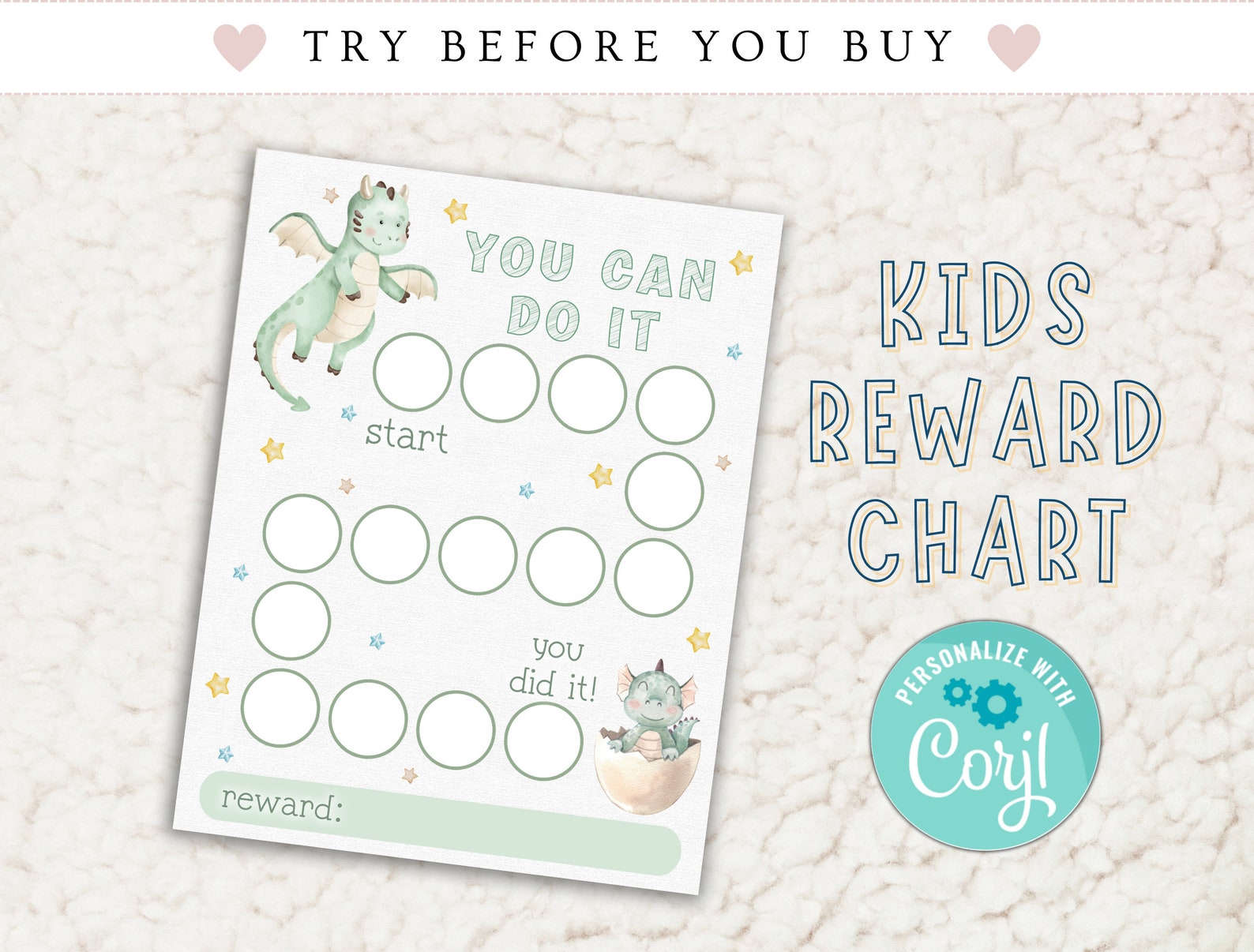 Dragon Reward Chart for Kids Behavior Chart Printable Chore - Etsy