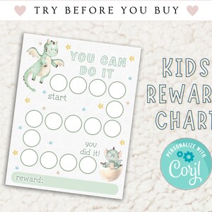 Dragon Reward Chart for Kids Behavior Chart Printable Chore - Etsy