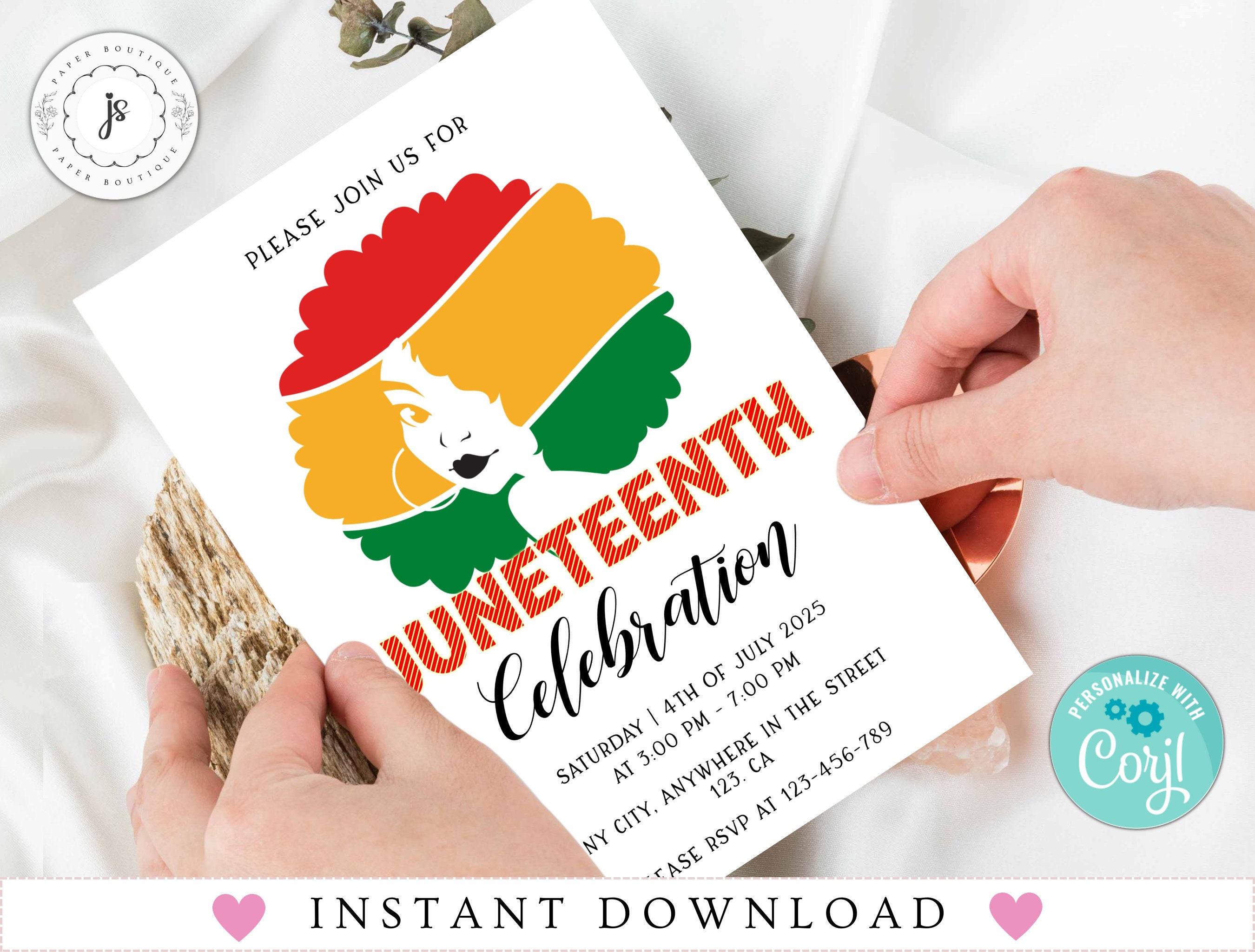 Printable Juneteenth Celebration Invitation, Editable Juneteenth Event ...