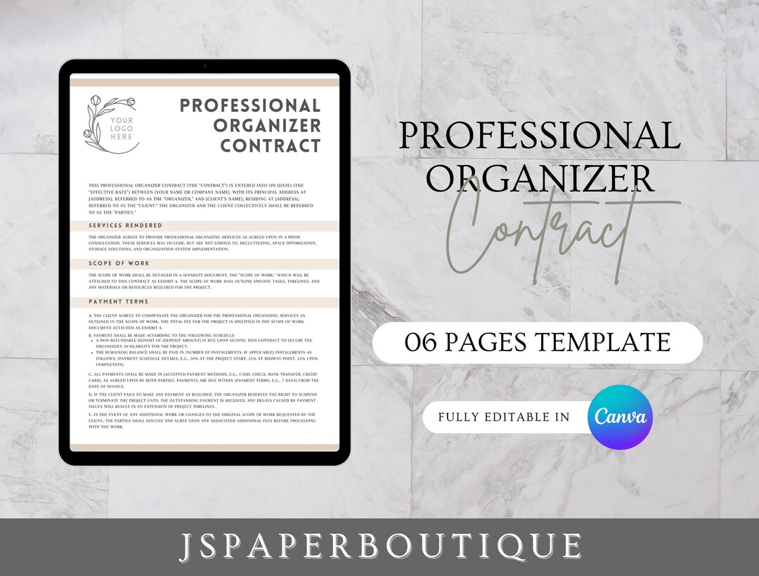 Professional Organizer Contract, Professional Organizer Contract ...