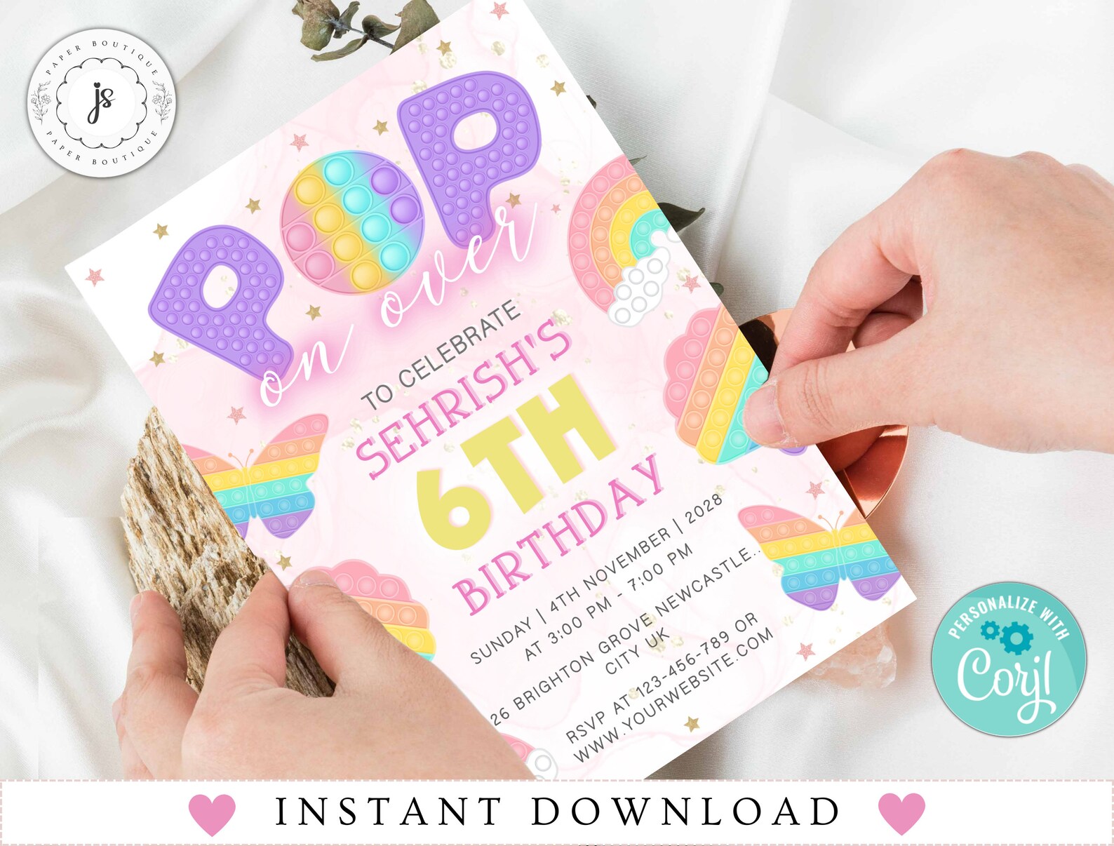 Pop It Birthday Invitation, Pop It Party Invitation, Pop It Party ...