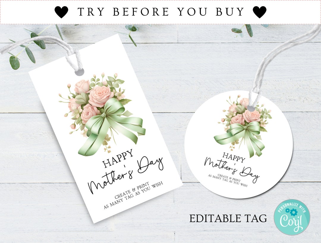 Mothers Day Tag, Mothers Day Gift Tag, Mothers Day, Mother's Day ...