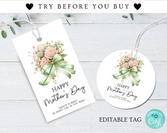 Mothers Day Gift Tag, Mothers Day Gift, Mothers Day Tag, Mother's Day ...