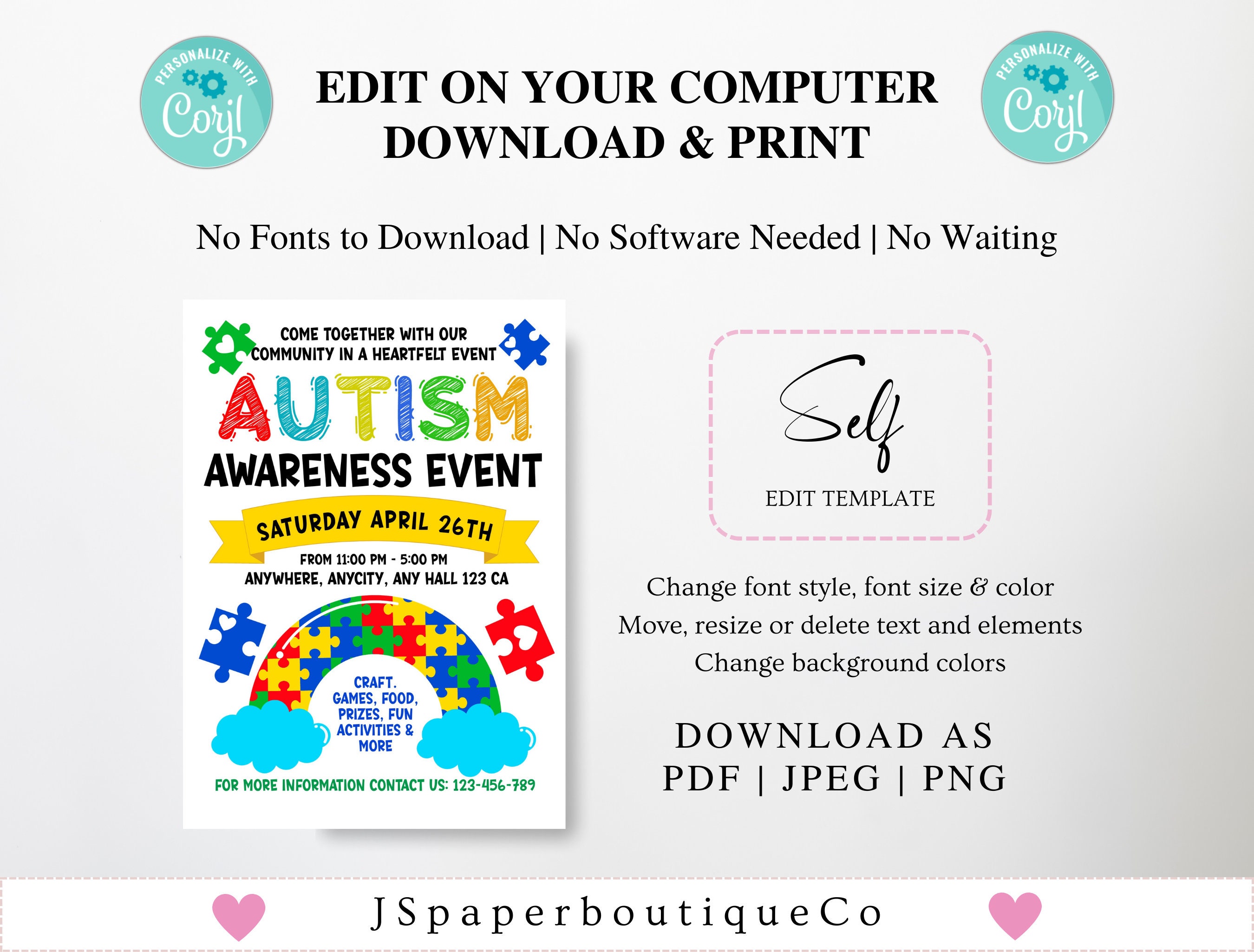 Autism Awareness Event Flyer, Autism Awareness Editable Flyer ...