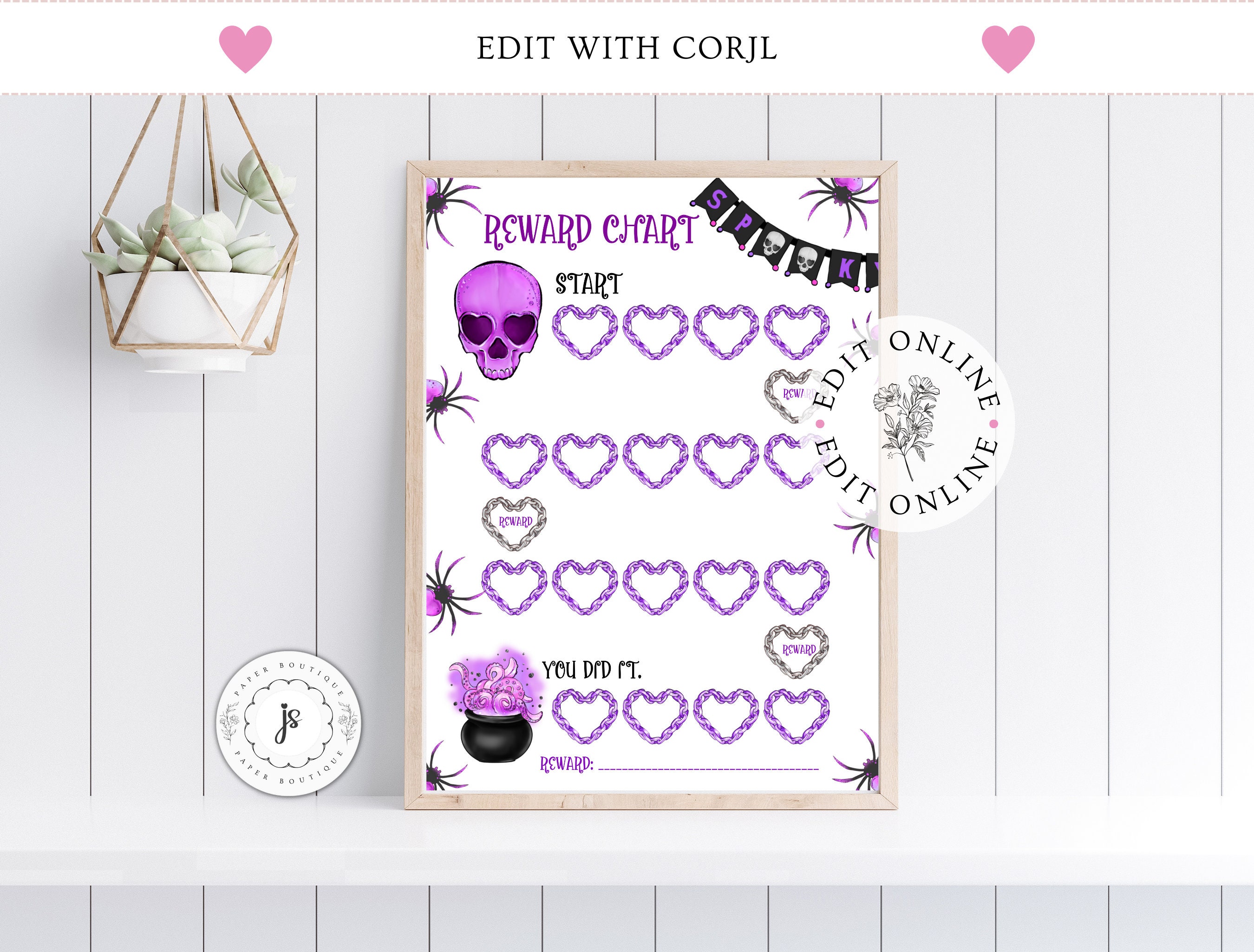 Halloween Reward Chart for Kids Simple Kids Reward Chart - Etsy
