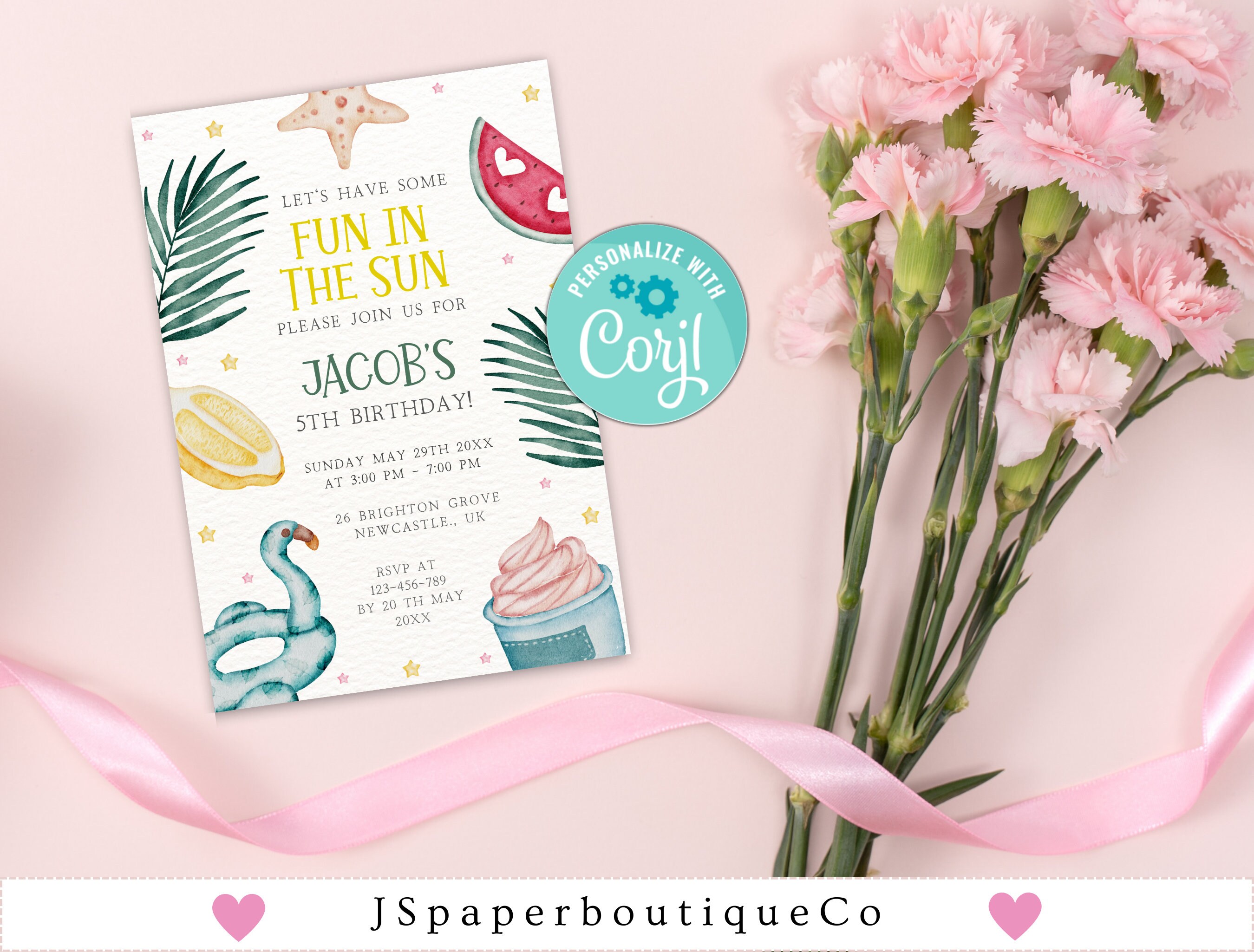 Summer Party Invitation, Editable Summer Party Invitations, Summer Fun ...