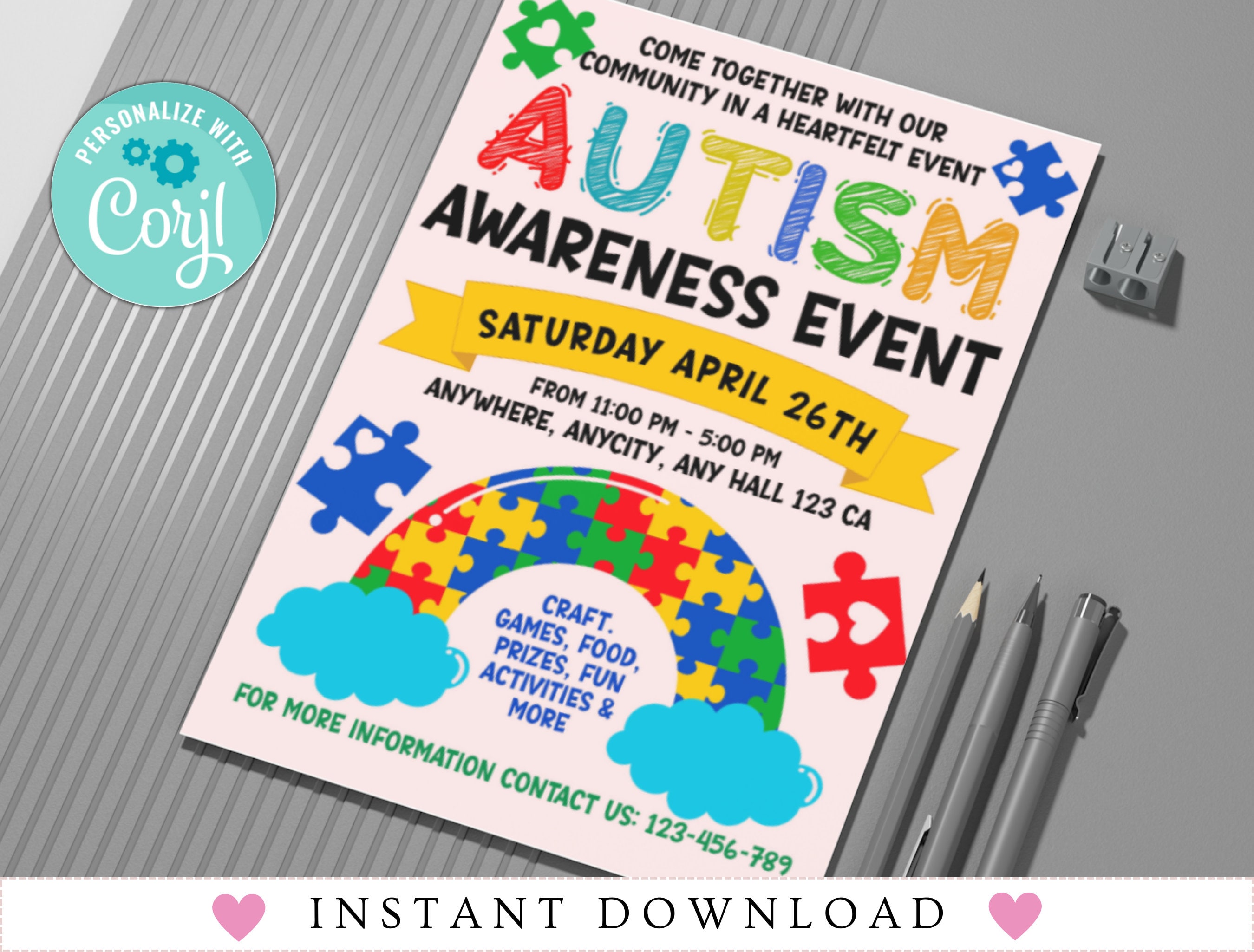 Autism Awareness Event Flyer, Autism Awareness Editable Flyer ...