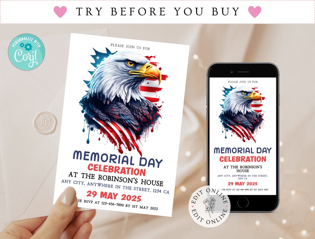 Memorial Day Invitation, Memorial Day Invite, Memorial Day Party ...