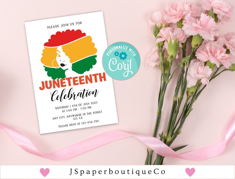 Printable Juneteenth Celebration Invitation, Editable Juneteenth Event ...