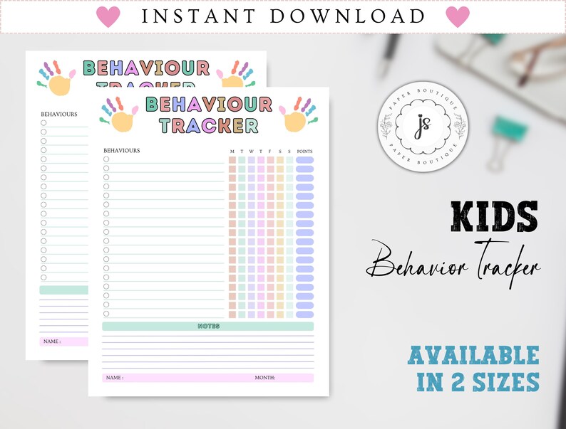 Behavior Chart for Kids, Behavior Chart, Behavior Tracker Chart for ...