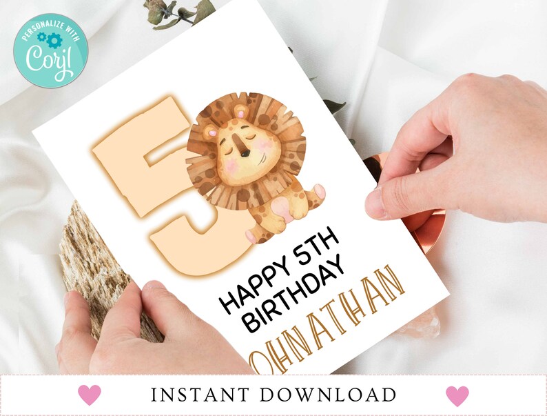 Happy Birthday Card Printable Birthday Card Printable Lion - Etsy