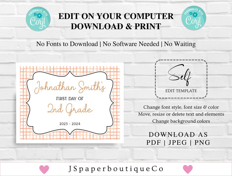 First Day of School Sign, First Day of School Printable Photo Prop, 2nd ...