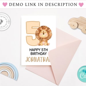 Happy Birthday Card Printable Birthday Card Printable Lion - Etsy