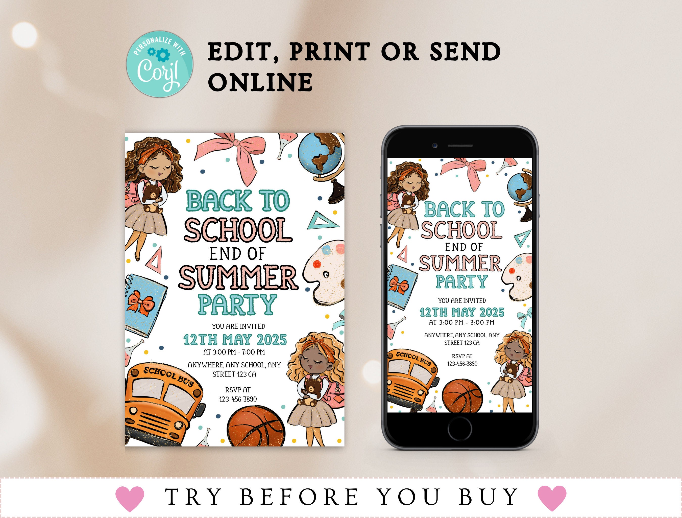 Editable Back to School Party Invitation End of Summer Party - Etsy