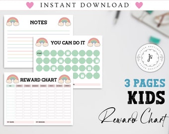 Printable Kids Reward Chart, Kids Routine Chart, Toddler Rainbow Chart ...