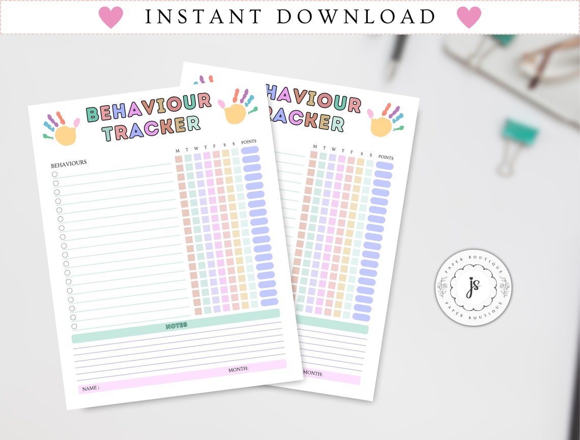 Behavior Chart for Kids, Behavior Chart, Behavior Tracker Chart for ...
