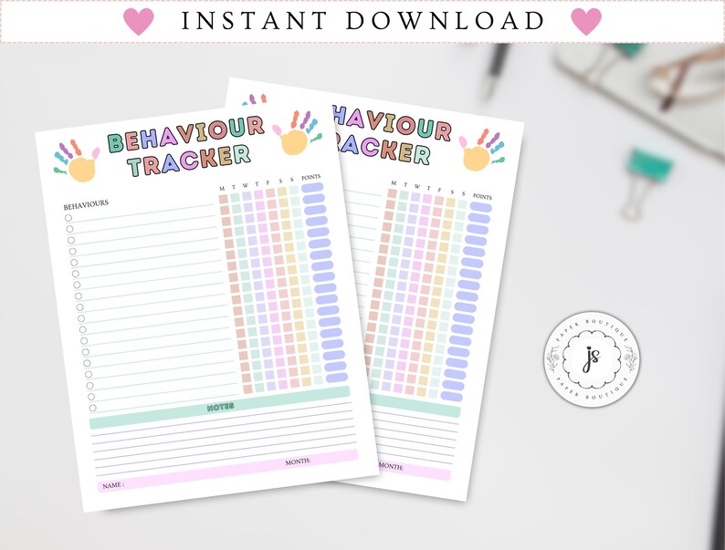 Behavior Chart for Kids, Behavior Chart, Behavior Tracker Chart for ...