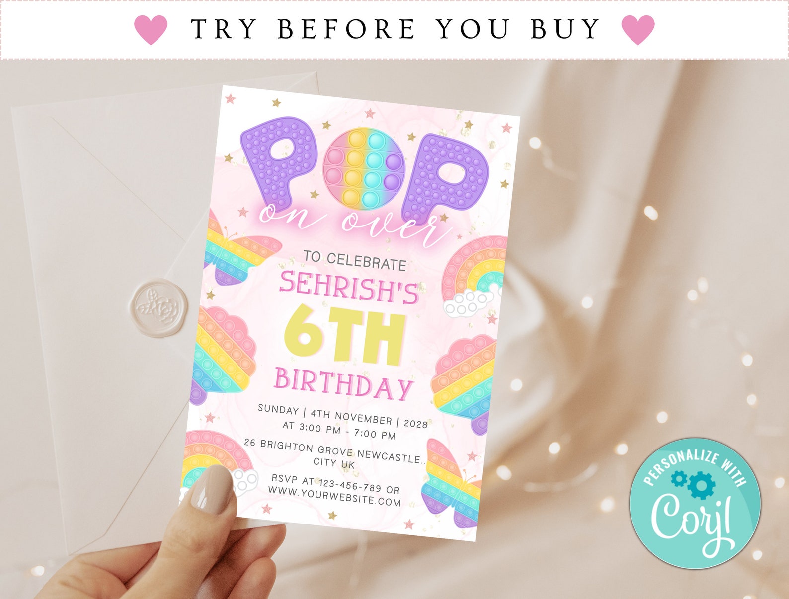 Pop It Birthday Invitation, Pop It Party Invitation, Pop It Party ...
