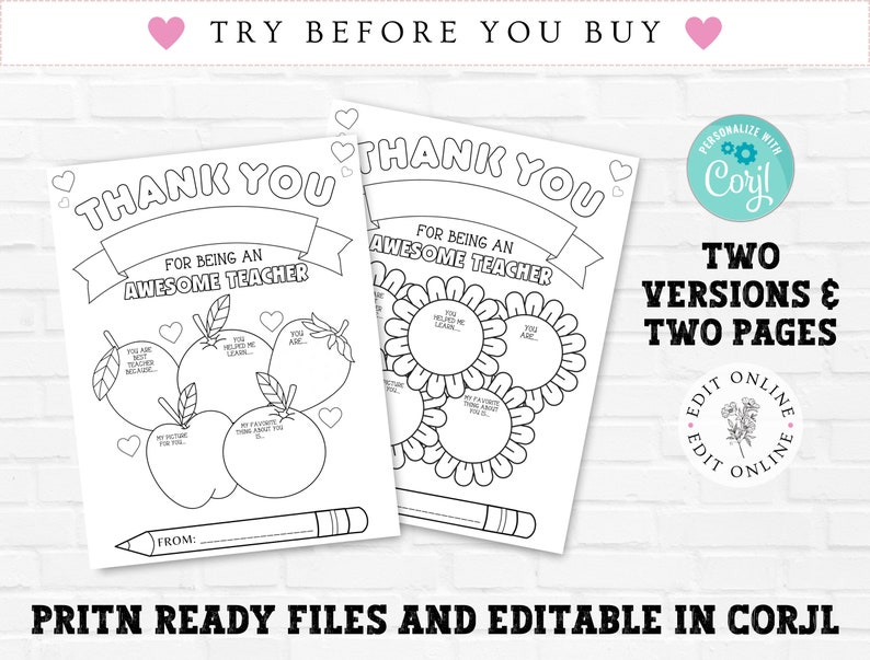 Teacher Appreciation Week Printable, Teacher Appreciation Gift, Thank ...