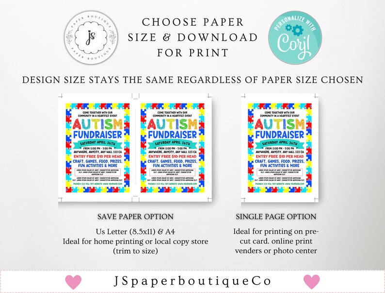 Editable Autism Awareness Event Flyer, Family Day Fundraiser Event ...