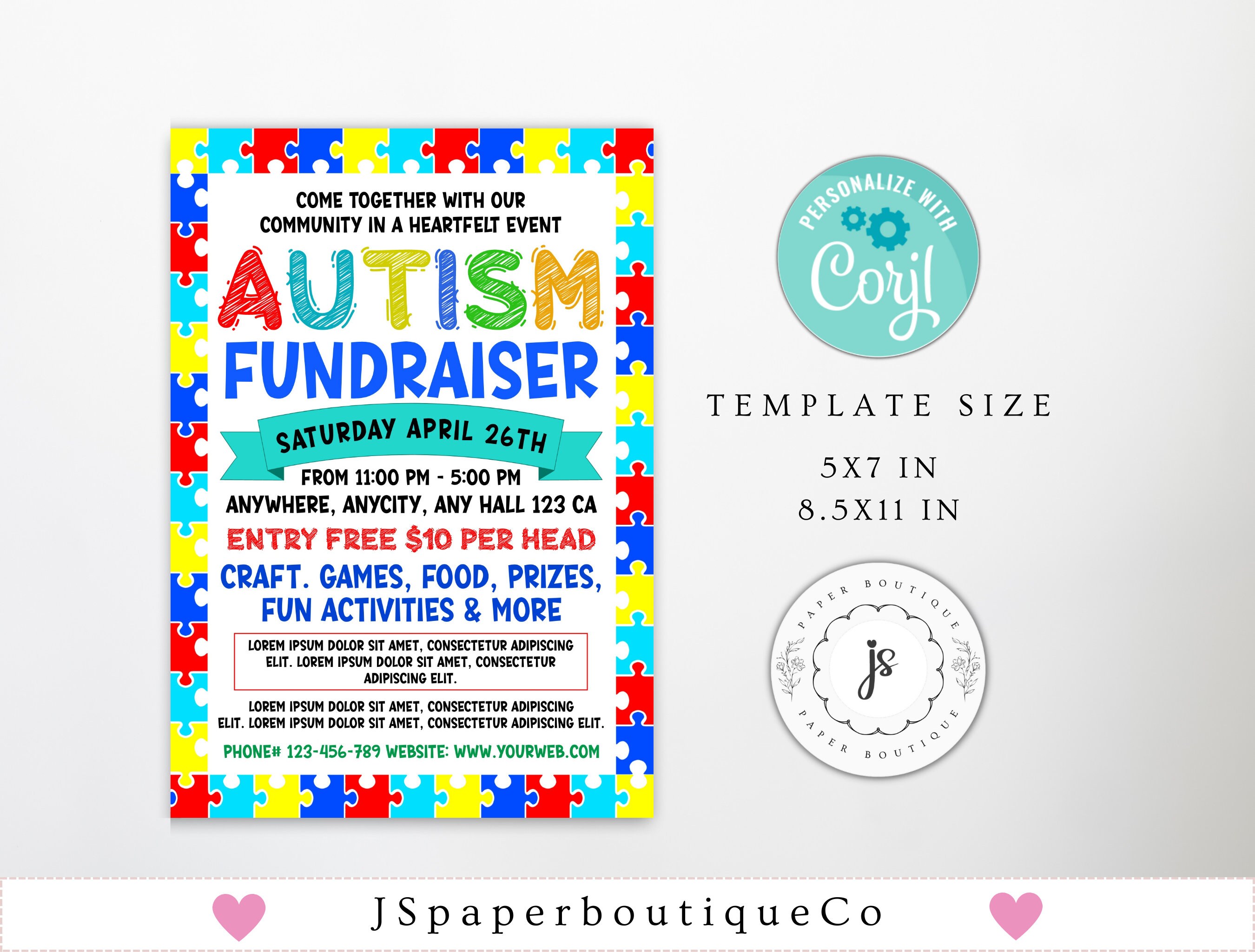 Editable Autism Awareness Event Flyer, Family Day Fundraiser Event ...