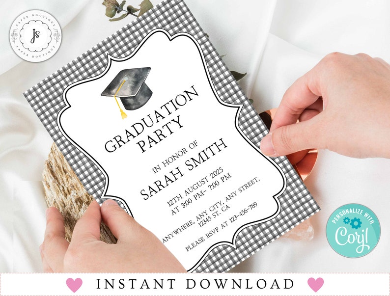Graduation Party Invitation, Graduation Invitation Template, High ...