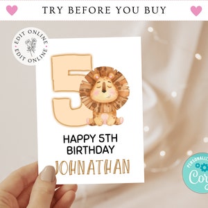 Happy Birthday Card Printable Birthday Card Printable Lion - Etsy