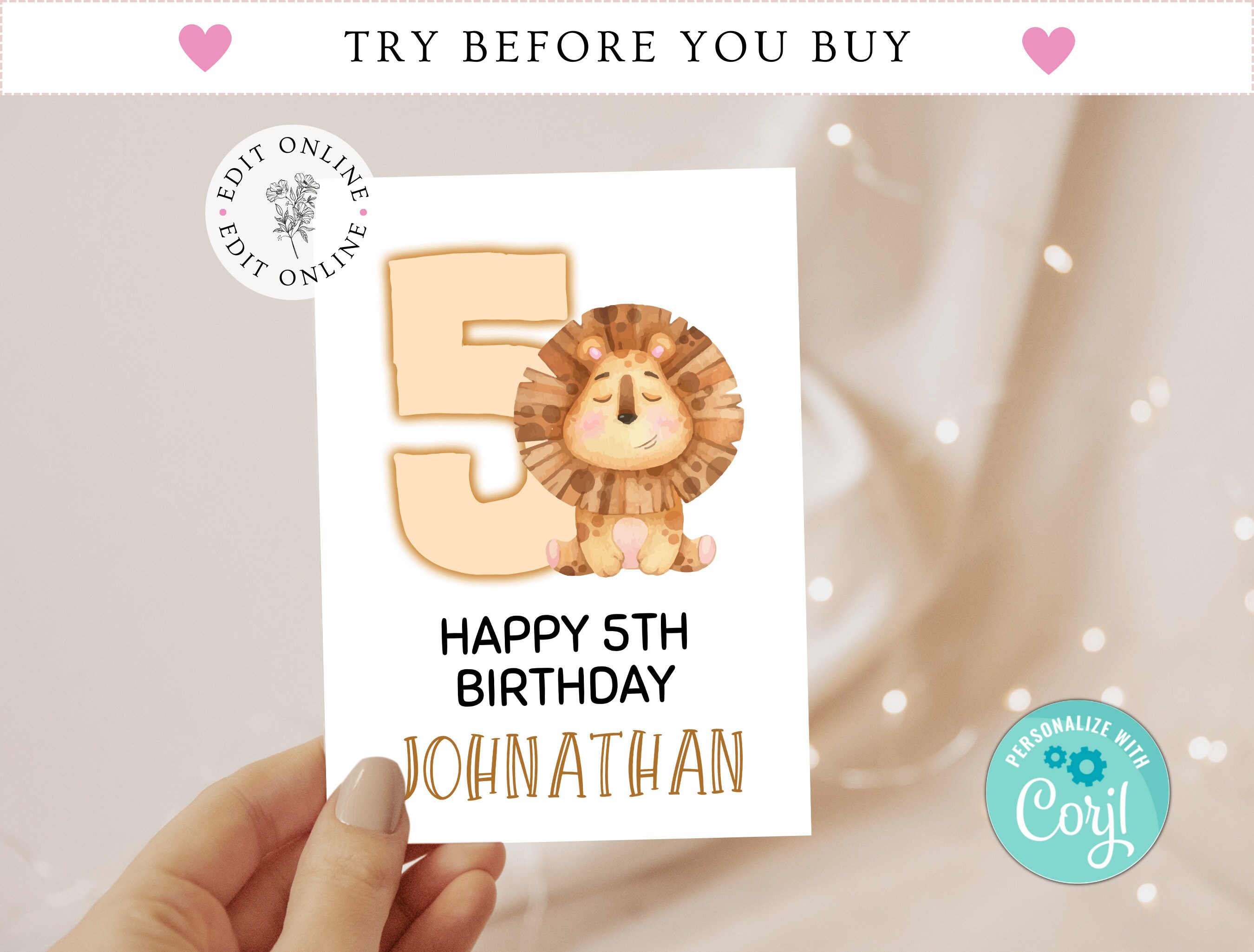Happy Birthday Card Printable Birthday Card Printable Lion - Etsy