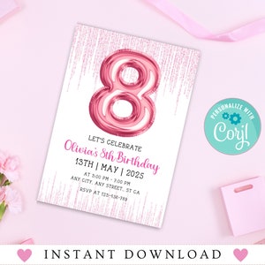 8th Birthday Invitation Eighth Girl Birthday Invite 8th - Etsy