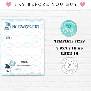 Winter Reward Chart, Printable Reward Chart, Reward Chart for Kid ...