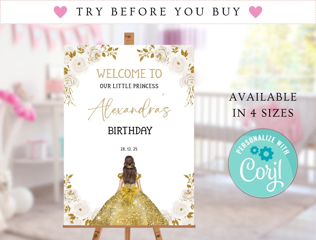 Princess Welcome Sign Editable Princess Birthday Sign - Etsy