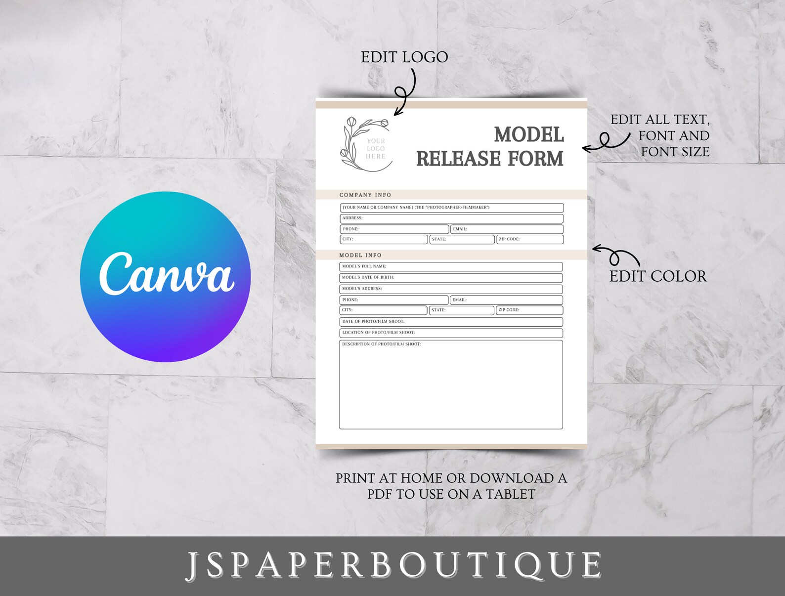 Model Release Form, Standard Model Release Form, Model Release Form for ...