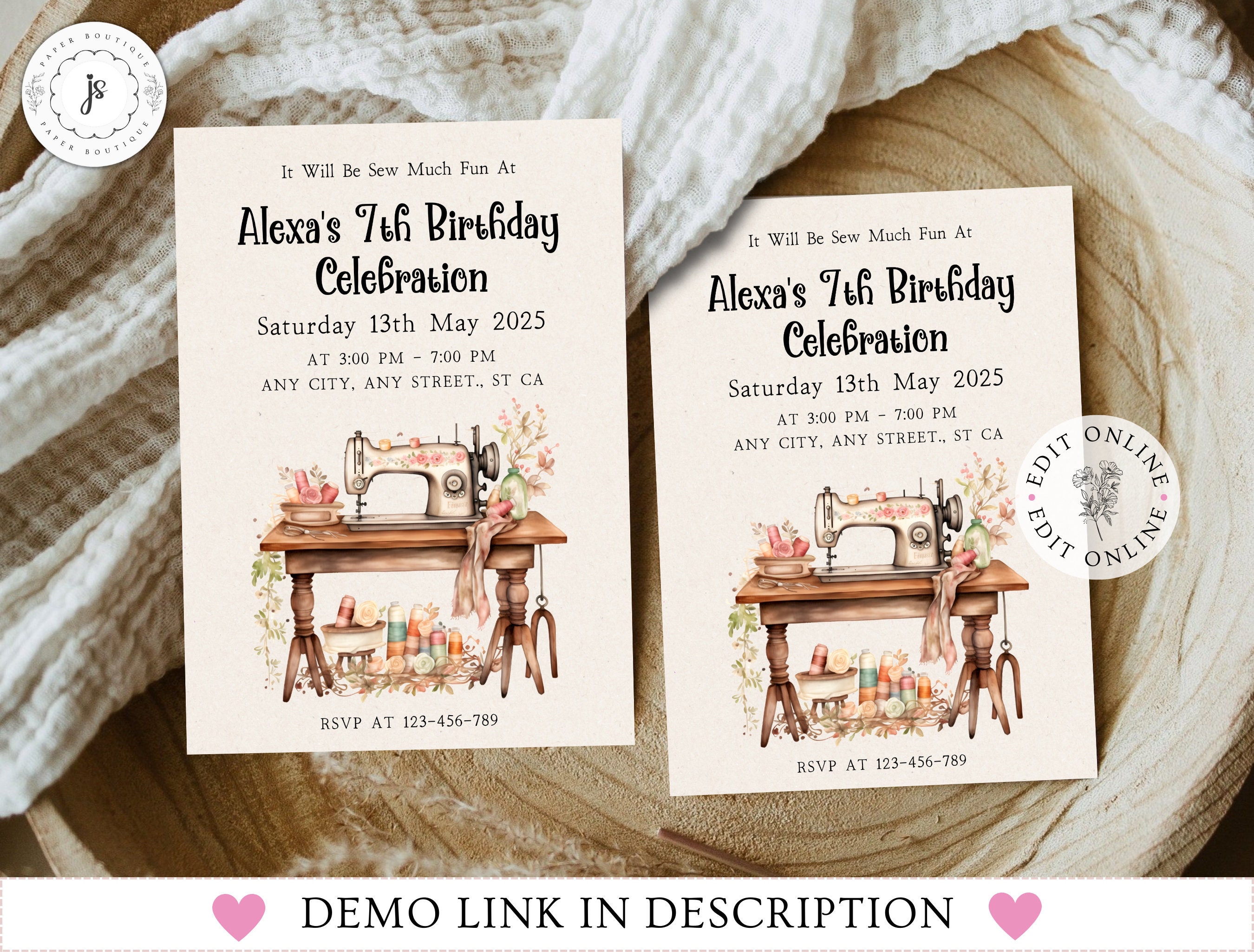 Sewing Invitation, Sew Theme Birthday, Sewing Party Invite, Sewing ...