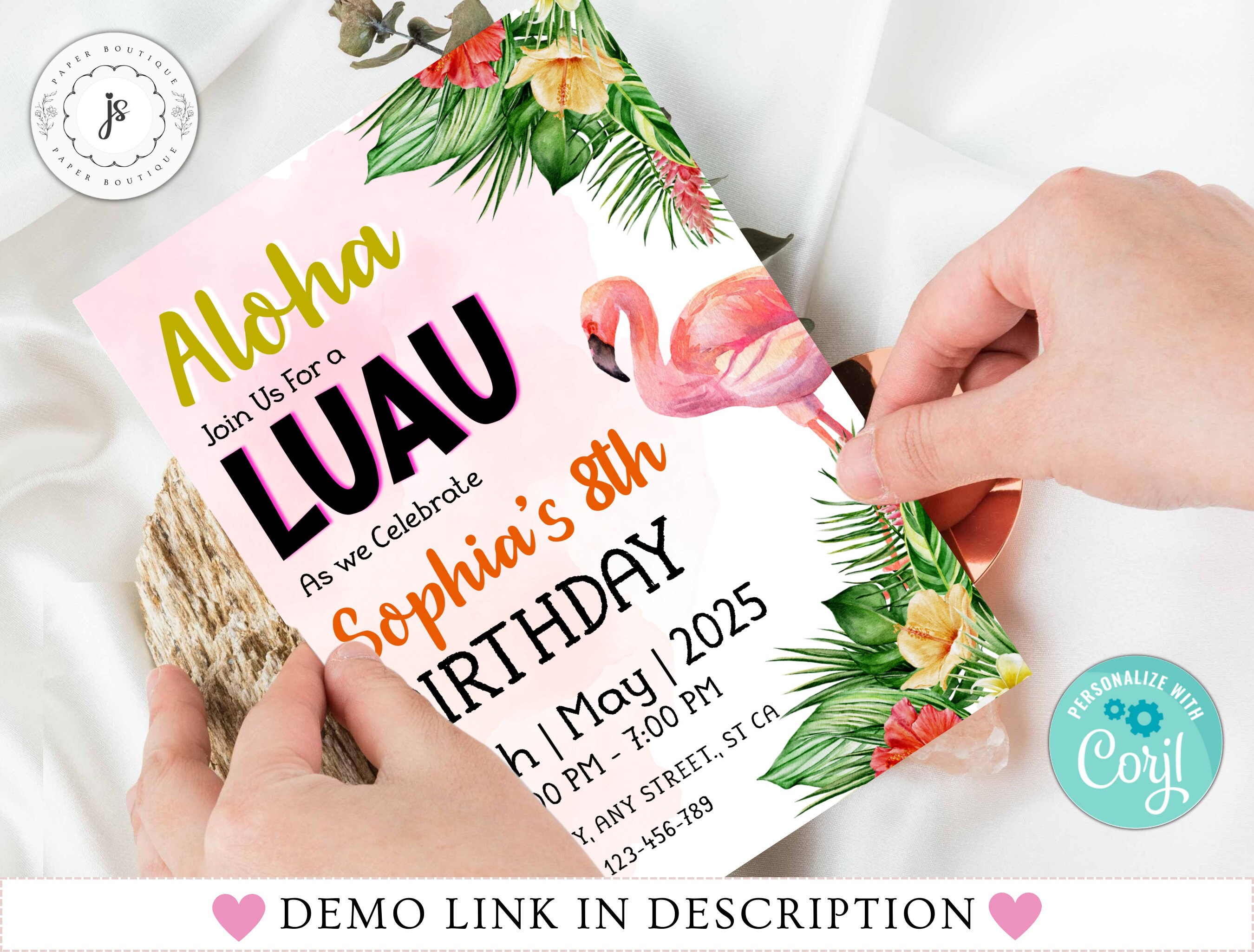 Luau Birthday Invitation, Luau Party Invitation, Luau Invitation ...