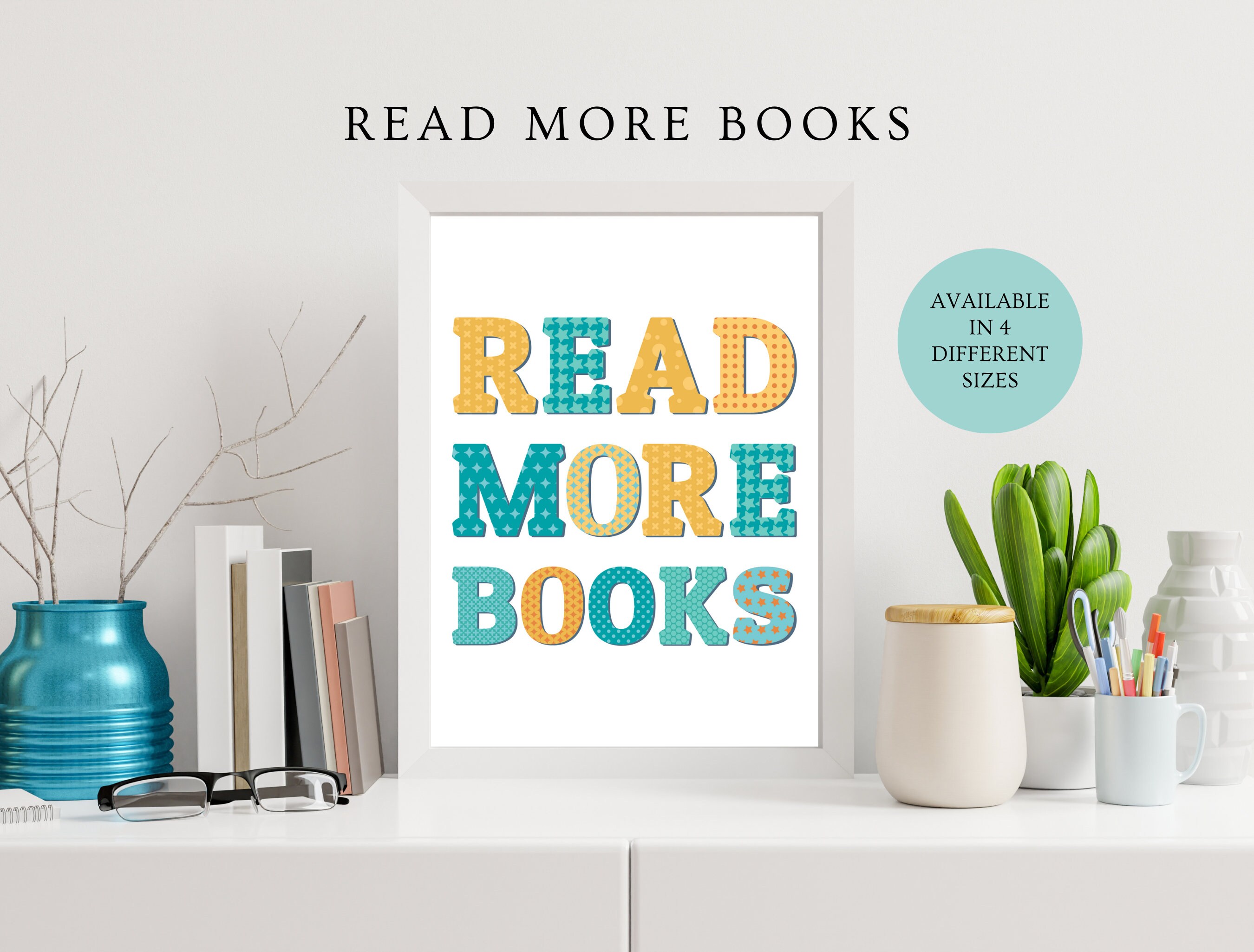 Read More Books Print, Book Lover Poster, Classroom Decor, Printable ...