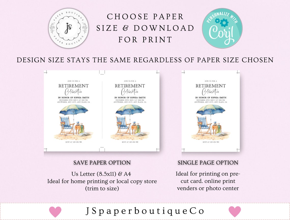 Retirement Beach Party Invitation Template, Retirement Celebration ...