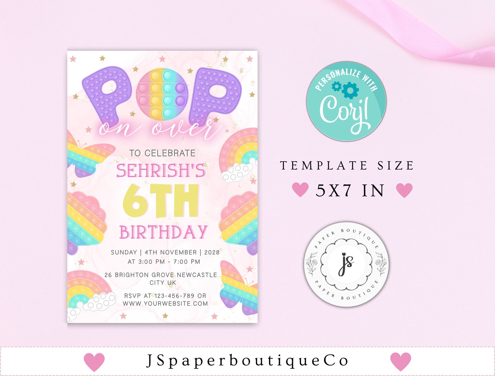 Pop It Birthday Invitation, Pop It Party Invitation, Pop It Party ...