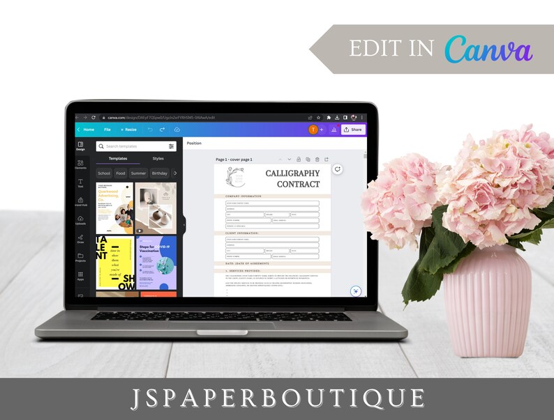 Calligraphy Contract Template, Wedding Calligraphy Business, Canva ...