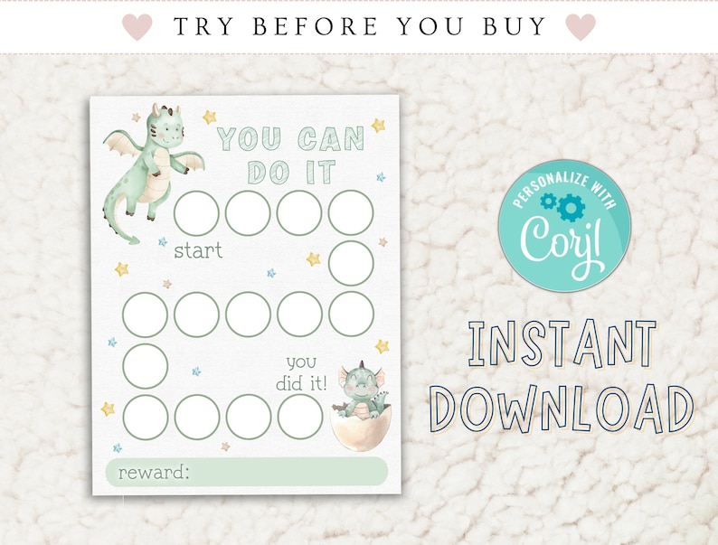 Dragon Reward Chart for Kids Behavior Chart Printable Chore - Etsy