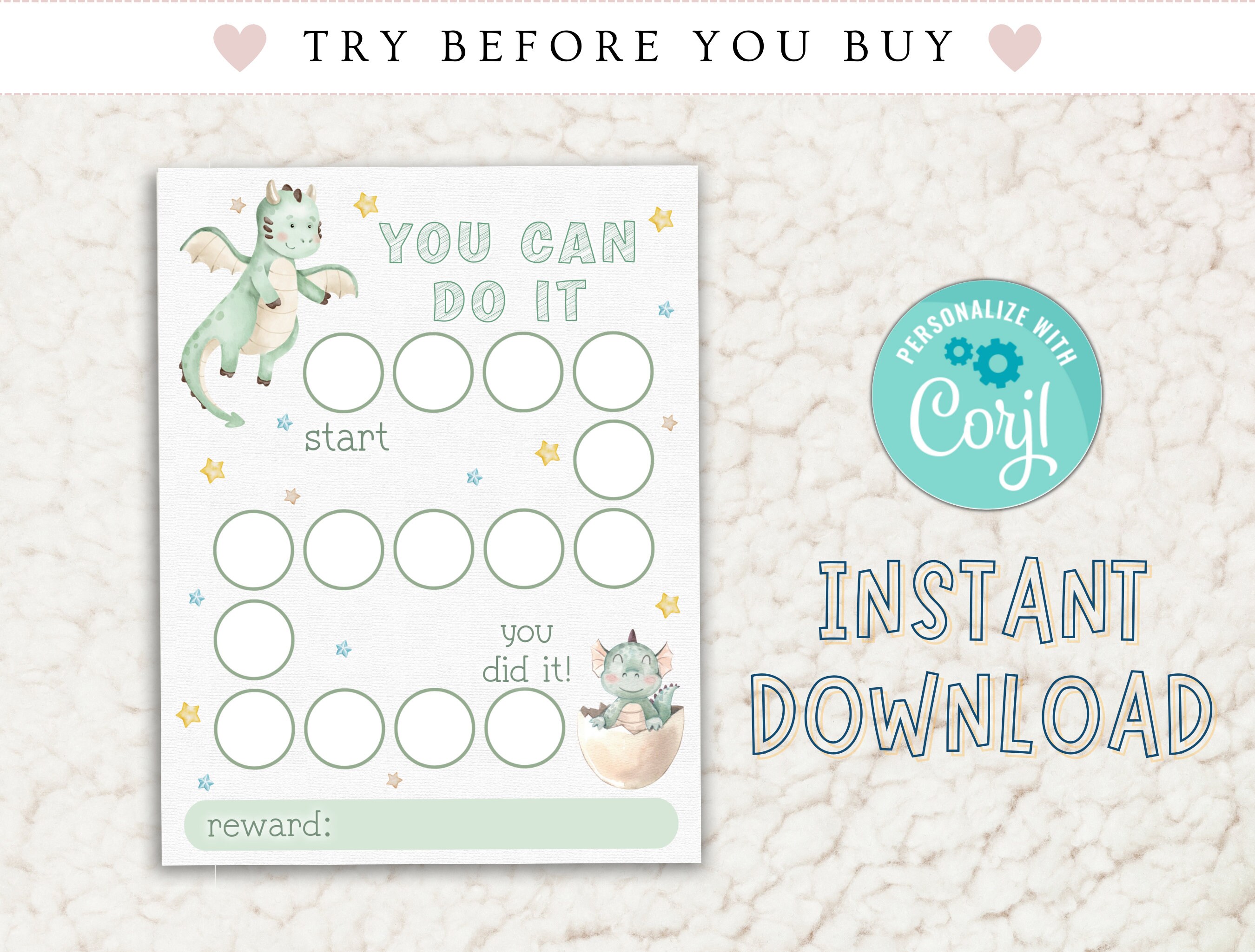 Dragon Reward Chart for Kids Behavior Chart Printable Chore - Etsy