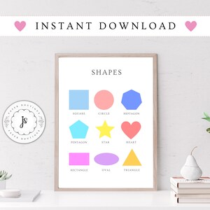 Shapes Poster, Kindergarten Poster, Classroom Poster, Educational ...