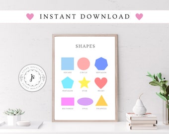 Educational Shapes Poster, Shapes Poster, Printable Educational Wall ...