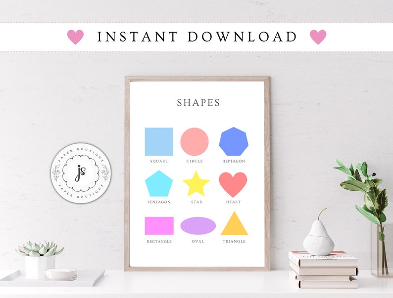 Shapes Poster, Kindergarten Poster, Classroom Poster, Educational ...