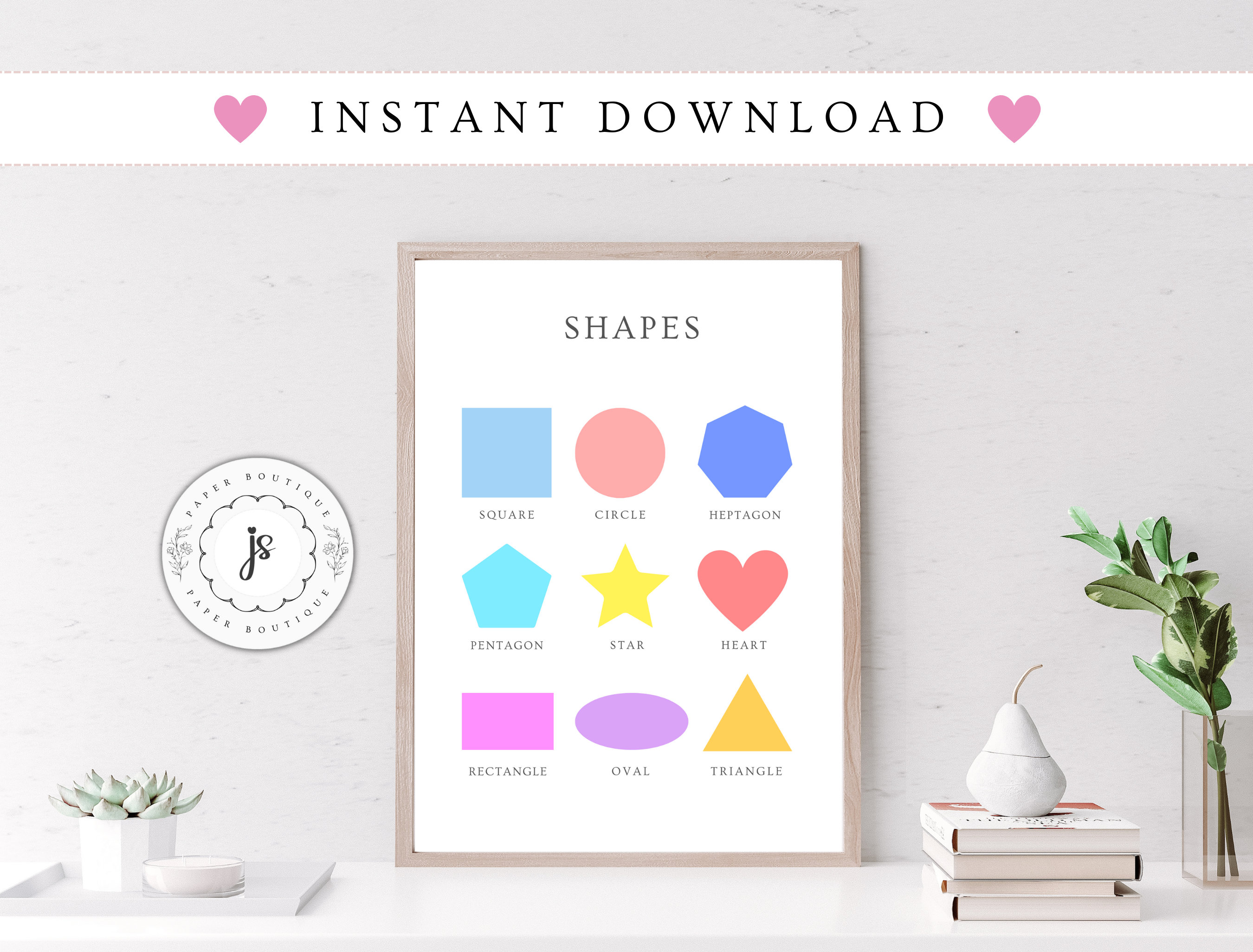 Shapes Poster, Kindergarten Poster, Classroom Poster, Educational ...
